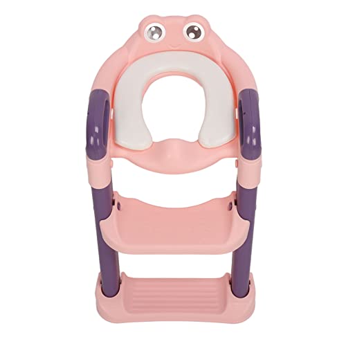 Kids Potty Training Seat with Step Stool Ladder, Foldable Toilet Training Seats Prevent Slipping Baby Toilet Potty Seat (Pink)