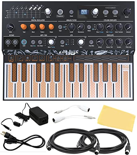 Arturia MicroFreak 25-Key Paraphonic Hybrid Hardware Synthesizer Bundle with Power Supply, MIDI Cables, and Austin Bazaar Polishing Cloth