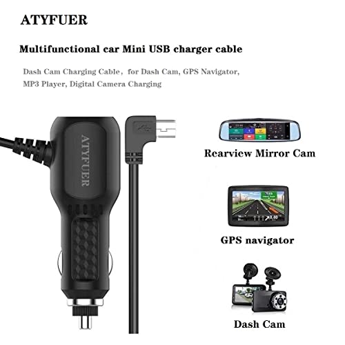 ATYFUER Dash Cam Hardwire Kit GPS Charger Cable GPS Navigator Charger Cable Mini USB Hard Wire Kit Dash Cam Power Cable for 12V Car and 24V Truck(11.5ft)