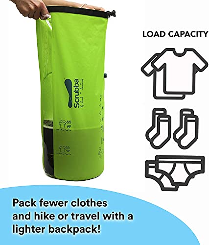 Scrubba Portable Wash Bag β Foldable Hand Washing Machine for Hotel and Travel β Light and Small Eco-friendly Camping Laundry Bag for Washing Clothes Anywhere Green Green 6.3" x 2.4" x 2.4"