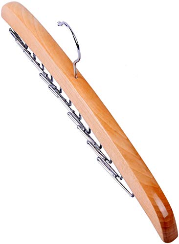 Tie Rack Hanger for Closet, Ohuhu Wooden Tie Organizer 360 Degree Rotating Tie Holder with 24 Folding Hooks, Tie and Belt Storage for Men Neckties Belts Scarves Tank Tops Accessories, 2 Pack