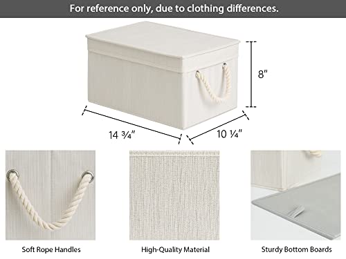 StorageWorks Storage Bins with Lids, Decorative Storage Boxes with Lids and Soft Rope Handles, Mixing of Beige, White & Ivory, Large, 3-Pack