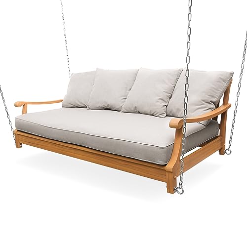 Cambridge Casual Robin Teak Wood Outdoor Swing Daybed Oyster Cushion
