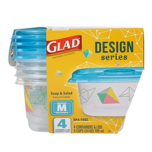 GladWare Matchware Food Storage Containers & Series Food Storage Containers, 4 Count | Strong and Durable Food Storage Food Containers for Everyday Use | Use to Store Meals, Snacks, and Desserts