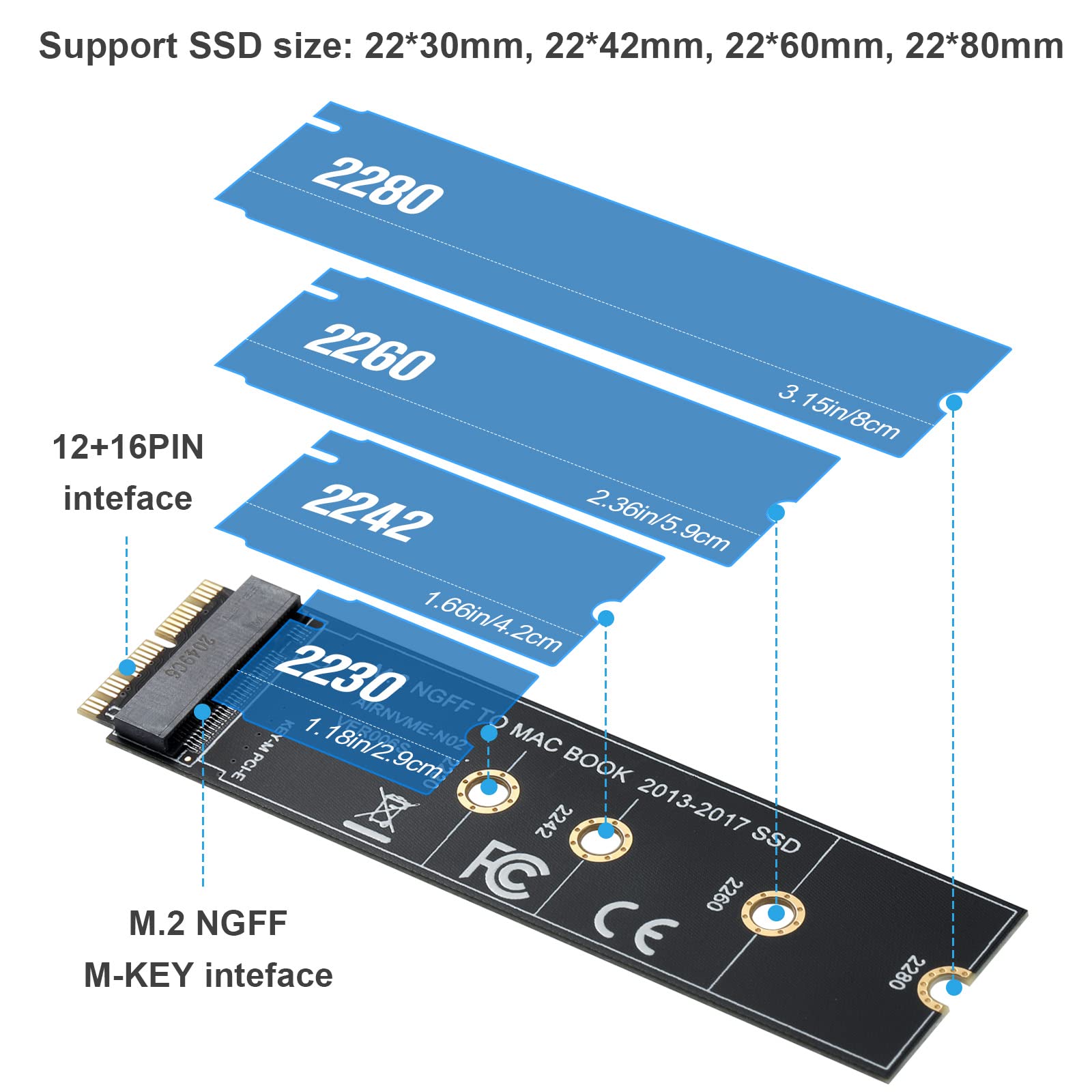 BEYIMEI mSATA to M.2 NGFF SSD B-Key Adapter Card,Connects M.2 NGFF SATA Solid State Disk to Mini SATA Motherboard,Supports M.2 NGFF 2280, 2260, 2242, 2230(NOT Support NVME SSD)
