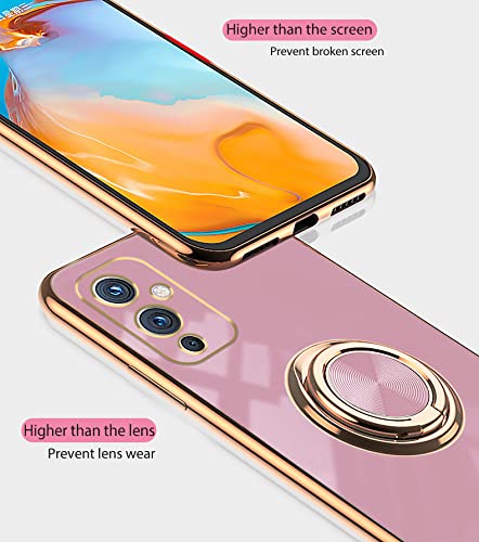 Jancyu Compatible with Oneplus 9Case(Not for Oneplus 9 Pro), Phone Case for Oneplus 9 with Ring Holder, 360 Degrees Protective Silicone Magnetic Car Holder (Purple)