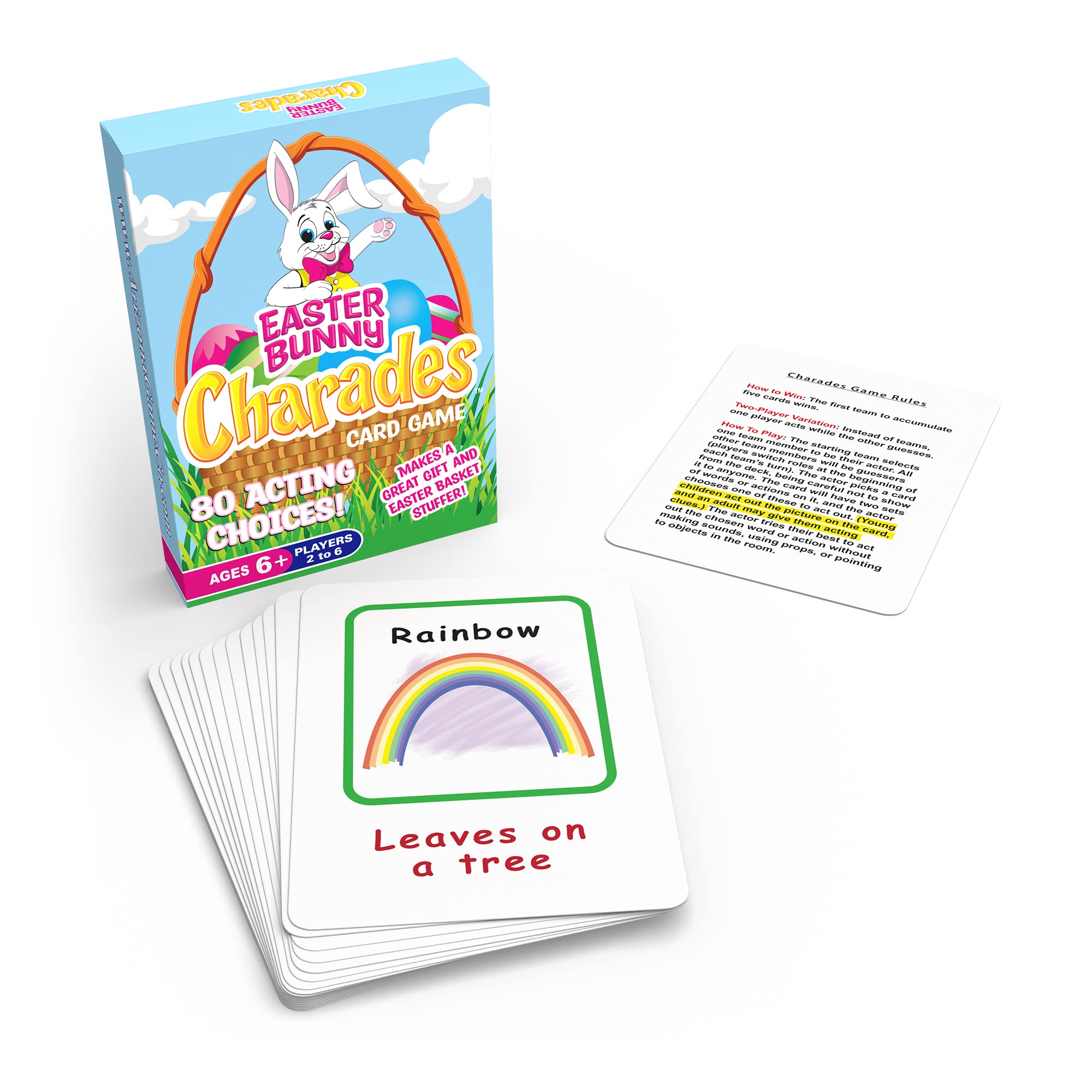 Arizona GameCo Easter Bunny Charades for Kids – A Fun Spring/Easter-Themed Game - No Reading Required - Makes a Great Gift or Easter Basket Stuffer - 80 Acting Choices - No Timer Needed - Ages 6+