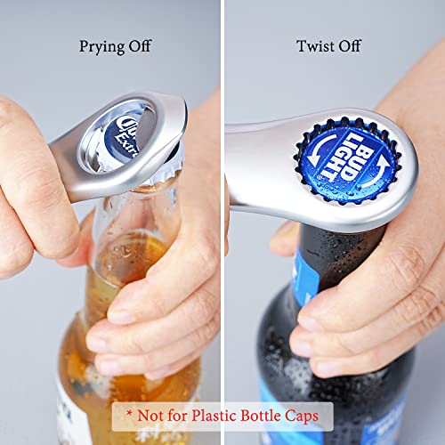 KITCHENDAO Magnetic Beer Bottle Opener for Refrigerator, Twist-off/Pry-off Opener, Pop-can Opener, Heavy Duty Steel Die-Cast Construction with Magnets, Stick to Fridge for Easy Storage, Gift for Men