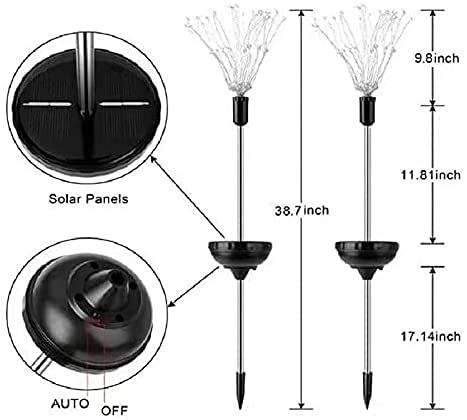 HFLYJPYW Solar Garden Lights Solar Fireworks Lights 150 Lights 2 Pack Solar String Lights with 2 Lighting Modes Garden, Terrace, Courtyard, Flower Bed, Party (Warm White) (Warm White)