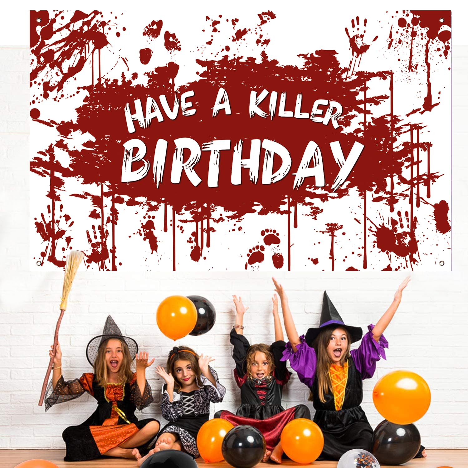 AUSHENKE Have a Killer Birthday Party Decorations Halloween Horror Birthday Banner Backdrop for Have a Killer Party Decorations, 71x43 inch