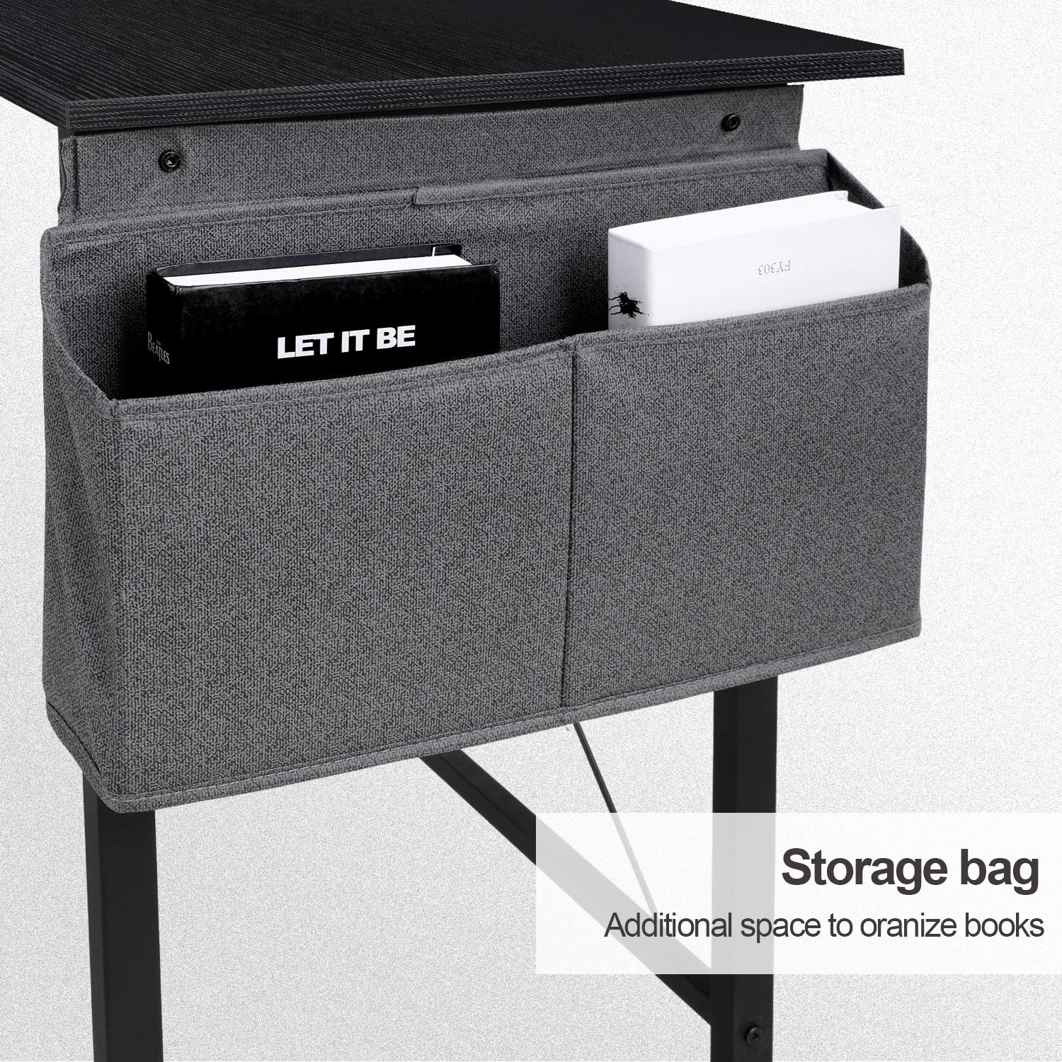 AuAg L Shaped Office Computer Desk with Storage Bag & Monitor Stand, Home Corner Gaming Desk, Study PC Writing Table Workstation (Black)