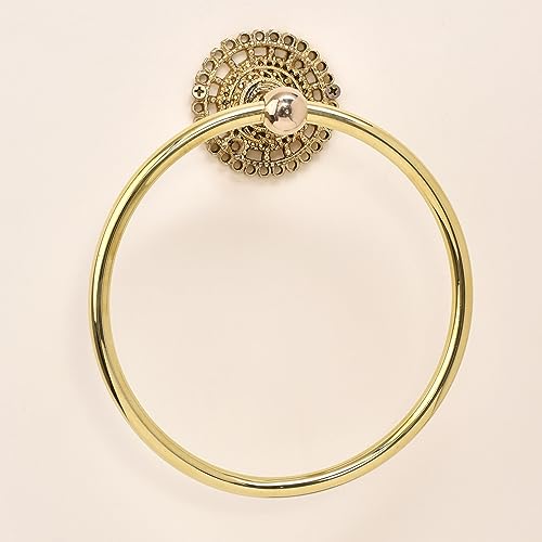 IndianShelf Floral Wall Mounted Towel Hanger - Brass Towel Ring - Bronze Modern Hand Towel Holder for Bathroom - Towel Holder for Bathroom - Bathroom Hardware Kit - Bathroom Hardware Accessories
