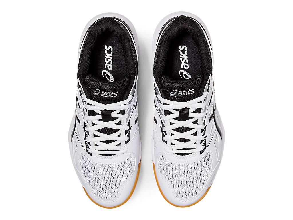 ASICS Kid's Upcourt 4 Grade School Volleyball Shoes, 4.5, WHITE/BLACK