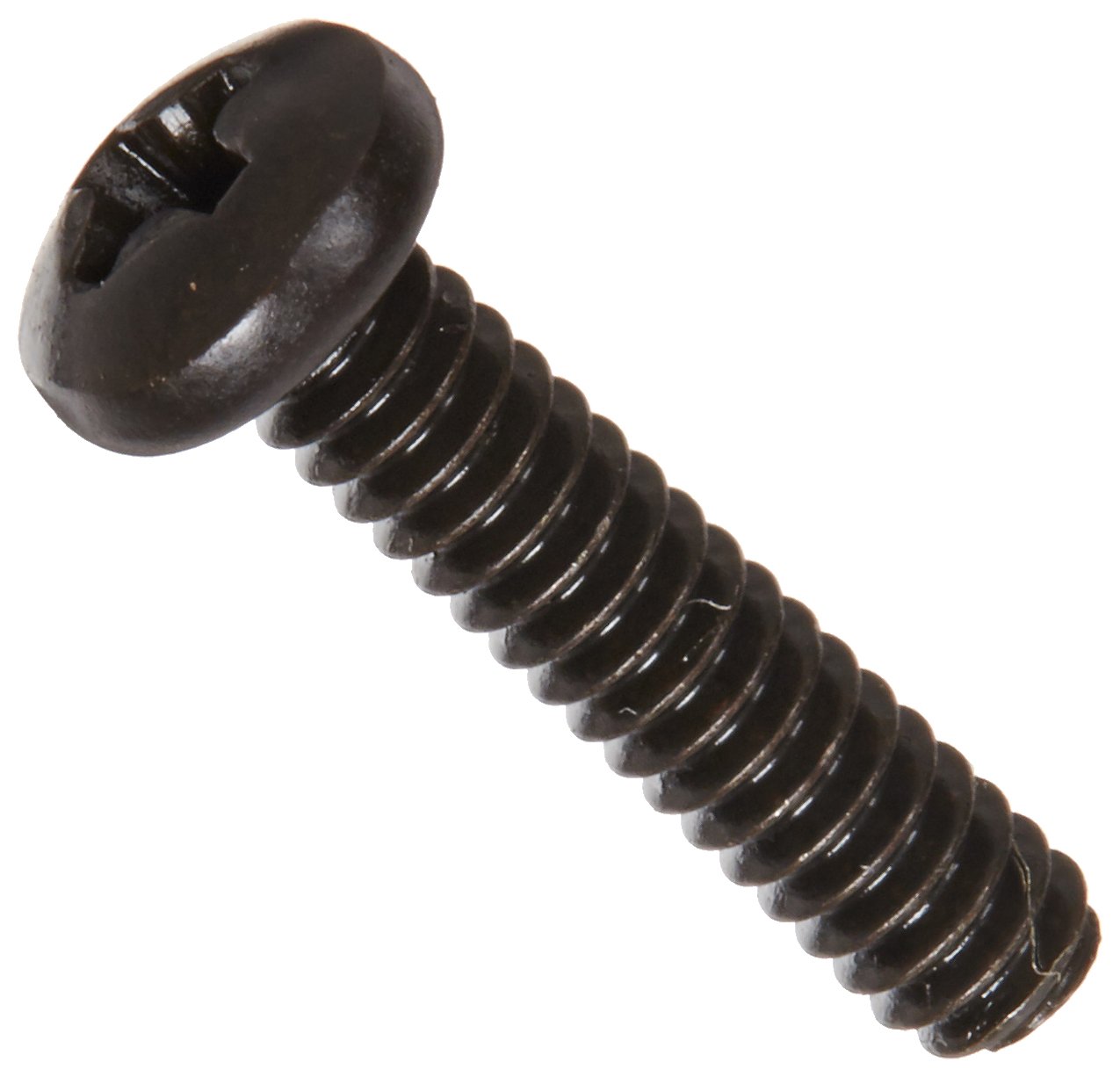 Small Parts Steel Pan Head Machine Screw, Black Oxide Finish, Meets ASME B18.6.3, #1 Phillips Drive, #4-40 Thread Size, 1/2" Length, Fully Threaded, Import (Pack of 100)