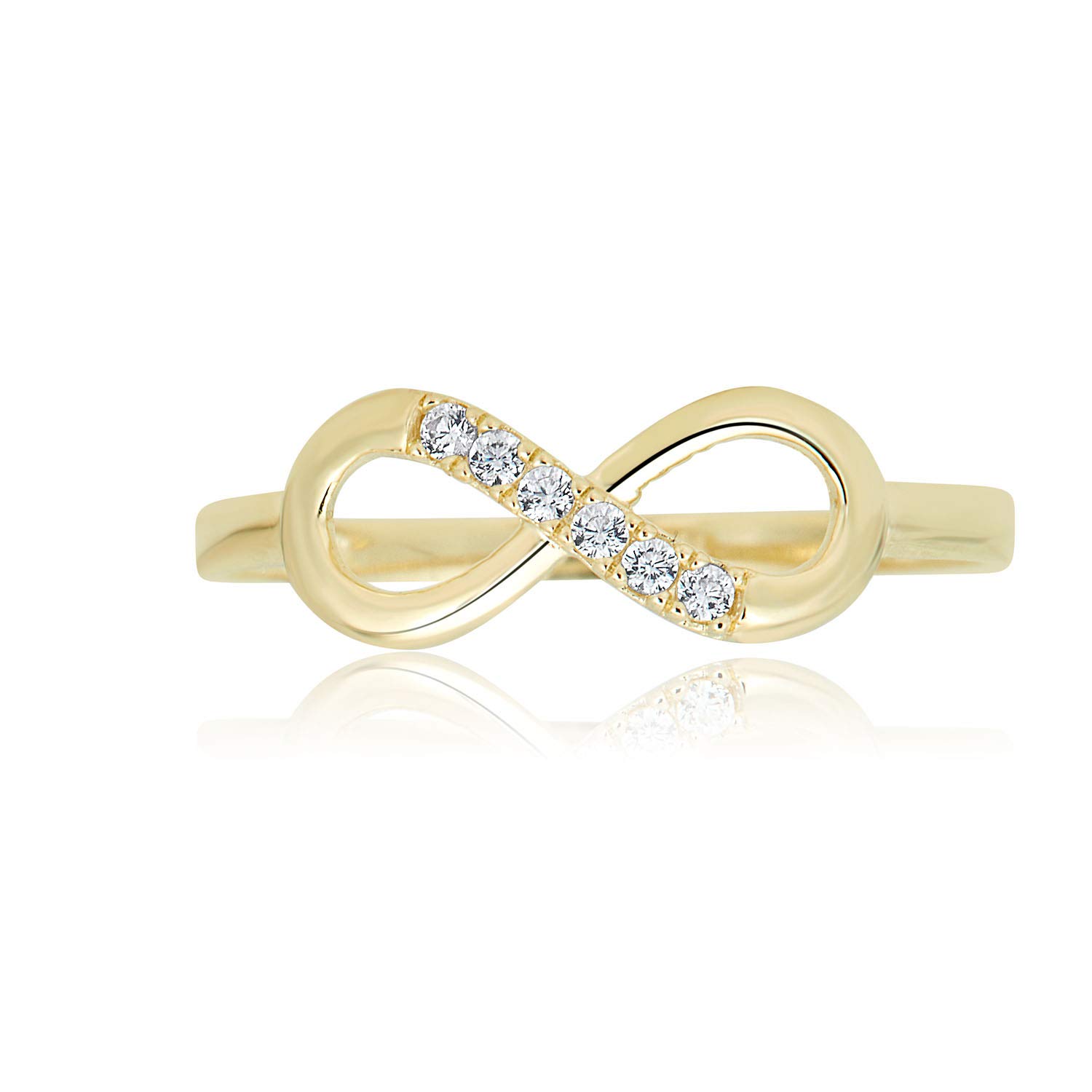 AVORA 10K Yellow Gold Simulated Diamond CZ Infinity Fashion Ring - Size 7.5