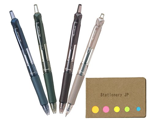 Pilot Acroball M Retractable Advanced Ink Ball Point Pens, Extra Fine Point 0.5mm, Black Ink, 4-Pack, Sticky Notes Value Set