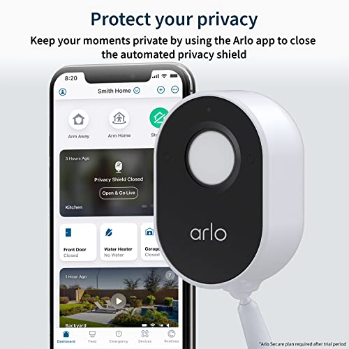 Arlo Essential Indoor Camera - 1080p Video with Privacy Shield, Plug-in, Night Vision, 2-Way Audio, Siren, Direct to WiFi No Hub Needed, Surveillance Security, Black - VMC2040B