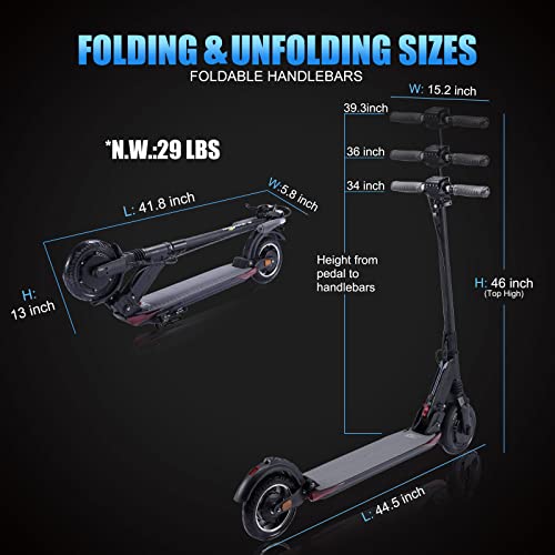 E-TWOW GT SE Electric Scooter, 31 Mile Range, 25 MPH Max Speed, 275lbs Max Load, Adjustable Handlebar Height, Lightweight(29lbs) and Foldable, Great for Commuting, UL Certified