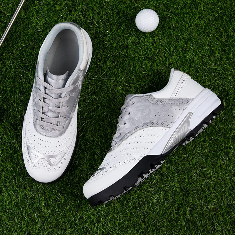 AOLEXWU Golf Shoes Men Spikeless Comfortable Anti Slip Walking Footwears Shock Resistant Breathable Golf Training Sneakers Grey