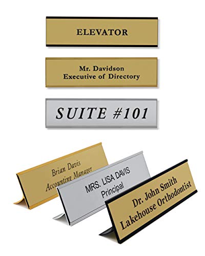 Name Plates for desks - Office Desk Name Plate Personalized with Desk or Wall Holder Customized Engraving 2x8