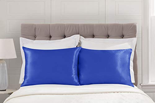 ShopBedding Luxury Satin Pillowcase for Hair – Standard Satin Pillowcase with Zipper, Royal (1 per Pack) – Blissford