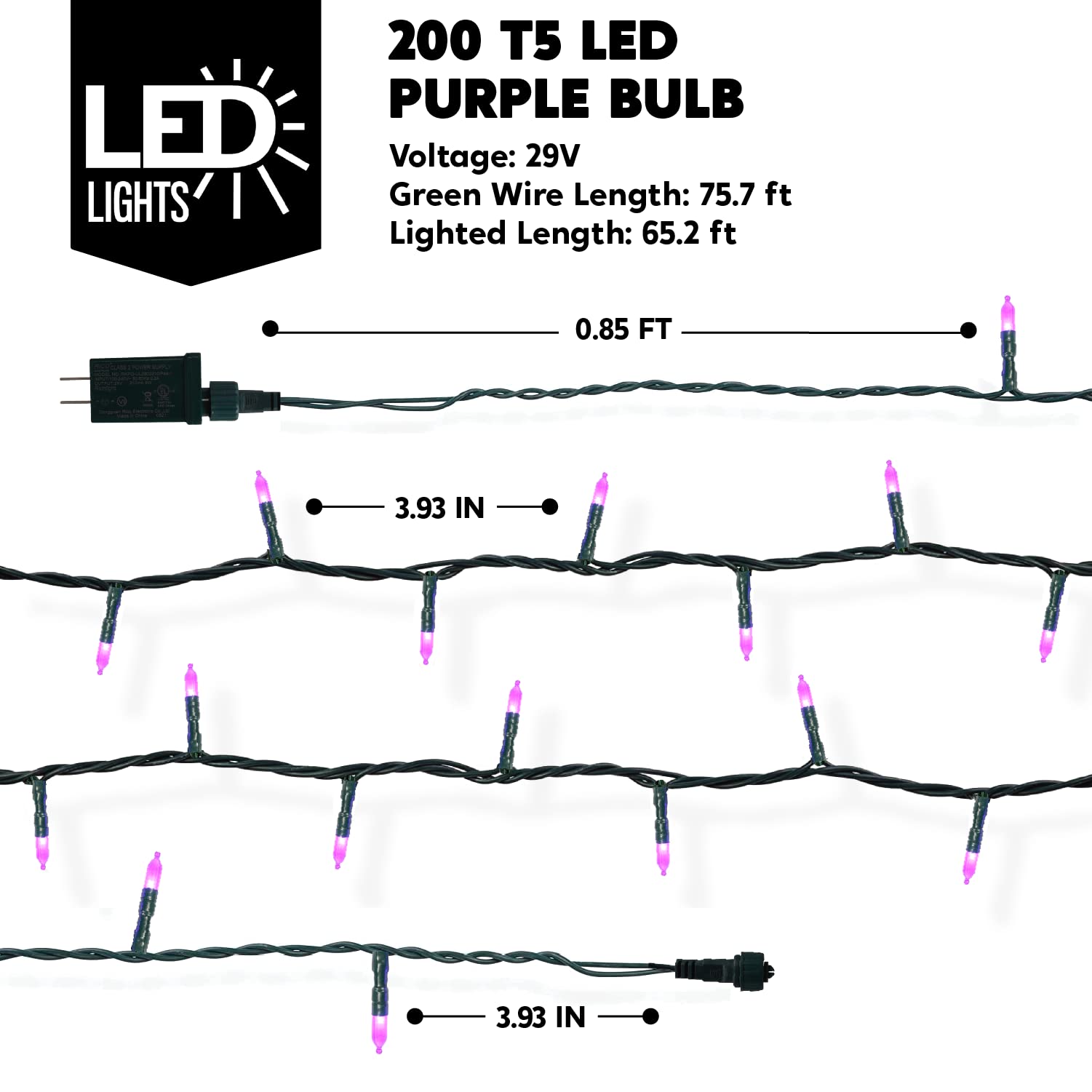 Joiedomi 200 LED Purple Halloween String Lights with 8 Modes 65.2FT Green Wire for Indoor Outdoor Holiday Décor Halloween Event Decoration, Tree, Eaves, Haunted House Theme Party