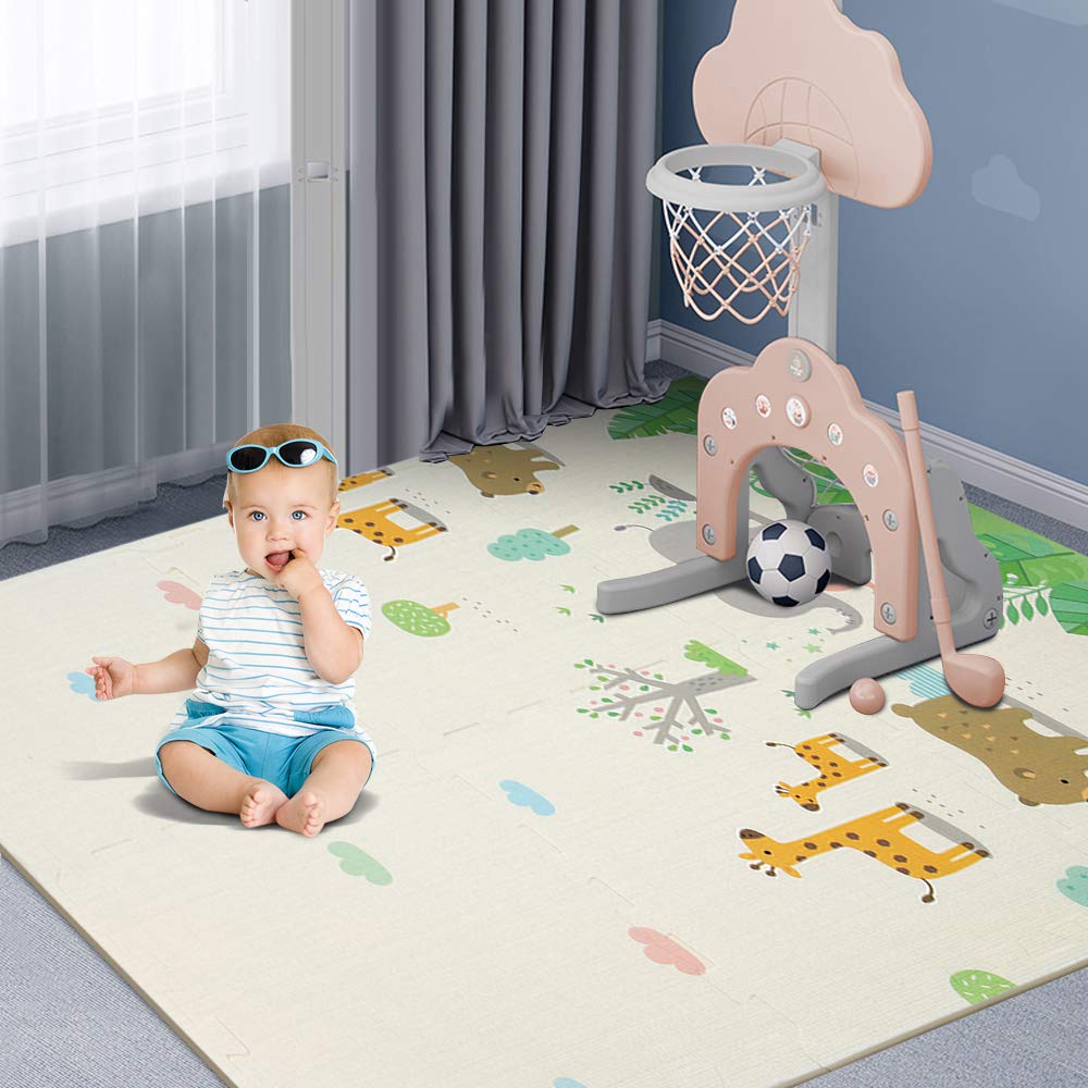 Baby Puzzle Play Mat Portable Splicing Crawling Mat Waterproof Extra Thick Foam Playmat Non-Slip Durable Rebound Puzzle Mat Play Mat for Infants, Toddlers, Kids