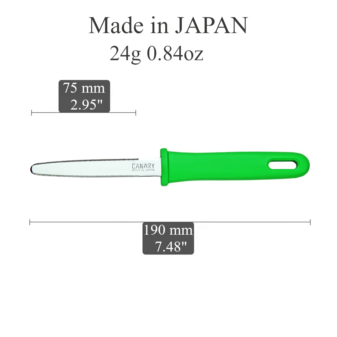 CANARY Cardboard Cutter Dan Chan, Safety Box Cutter Box Opener Tool, Safe Serrated Japanese Stainless Steel Blade, Green, Made in JAPAN