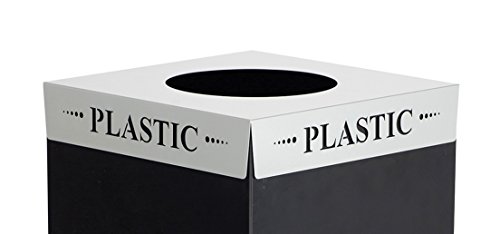 Safco Products 2990PC Square-Fecta Recycling Receptacle Lid, Plastic (for use with Public Square Base Sold Separately), Silver
