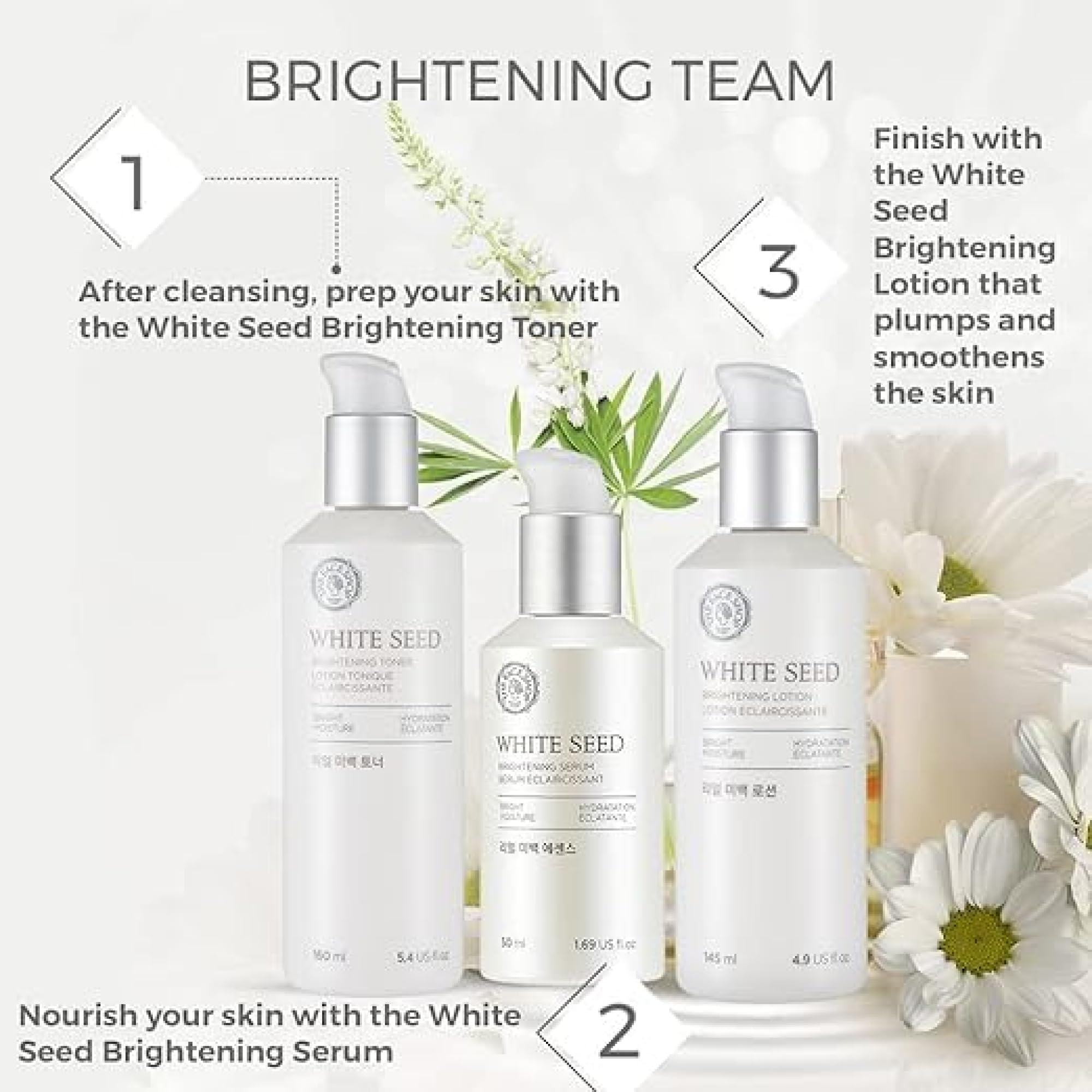The Face Shop Whiteseed Brightening Serum | Deep Skin Brightening, Boost Moisturization & Pore Minimize | Skin Texture & Clarity Improvement, Dullness Reducing, 1.69 Fl Oz