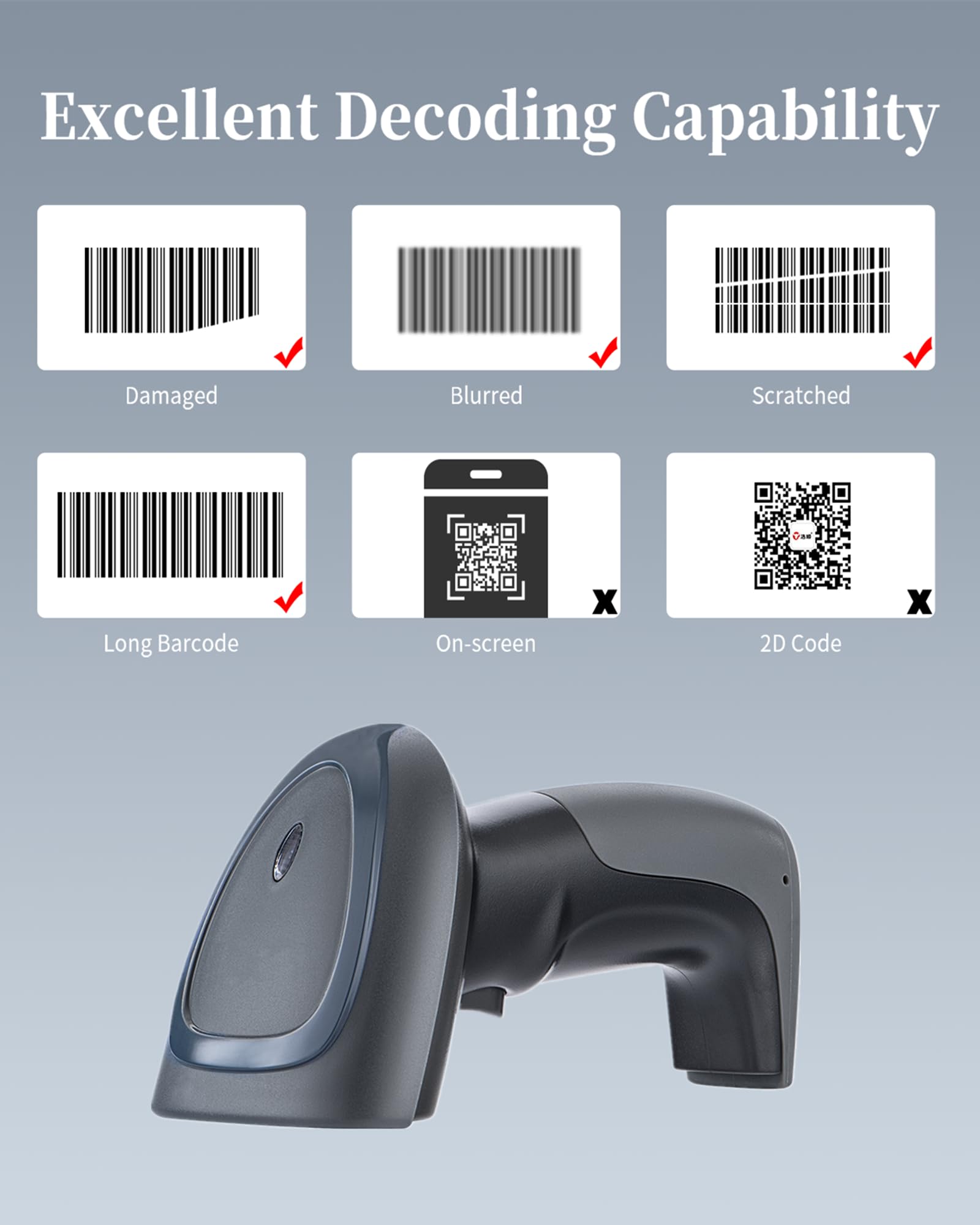 Perfiware HS1000 Barcode Scanner for Cash Register with 𝐒𝐞𝐫𝐢𝐚𝐥 𝐂𝐨𝐧𝐧𝐞𝐜𝐭𝐢𝐨𝐧, DC 2.1 or USB Cable for Power Supply,Serial Port for Data Transmission,𝐒𝐞𝐫𝐢𝐚𝐥 Barcode Scanner