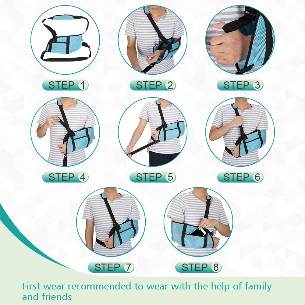 Arm Sling with Thumb and Shoulder Sling, Breathable Mesh Sling Immobilizer Elbow Arm Support for Broken Arm Shoulder Injury Available for Women and Men Left or Right Arm