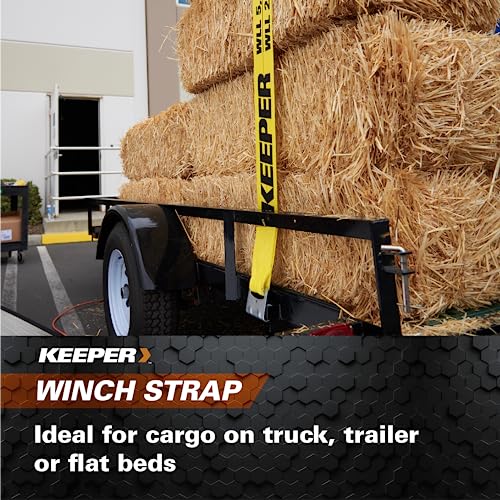 Keeper - 4" x 40β Winch Strap With Flat Hook - 5,000 lbs. Working Load Limit And 15,000 lbs. Break Strength