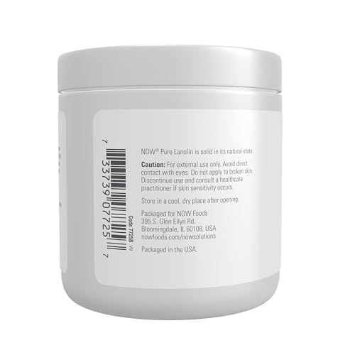 NOW Foods Solutions, Pure Lanolin, Wind and Harsh Environment Skin Protectant, Thick Jelly, For Rough Dry Skin, 7-Ounce