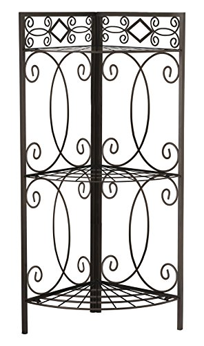Kings Brand Furniture Metal 3 Tier Shelf Free Standing Corner Bathroom Towel Rack Organizer Stand, Pewter