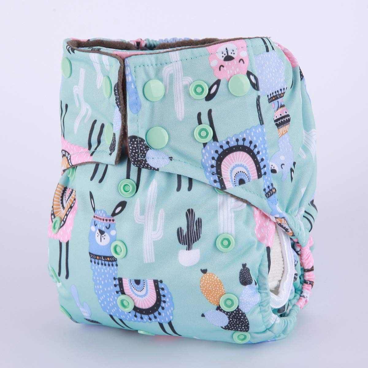Sigzagor 3 AIll in One Cloth Diapers Nappies for Night AIO Sewn in Insert Reusable Washable (Lamas Pack)