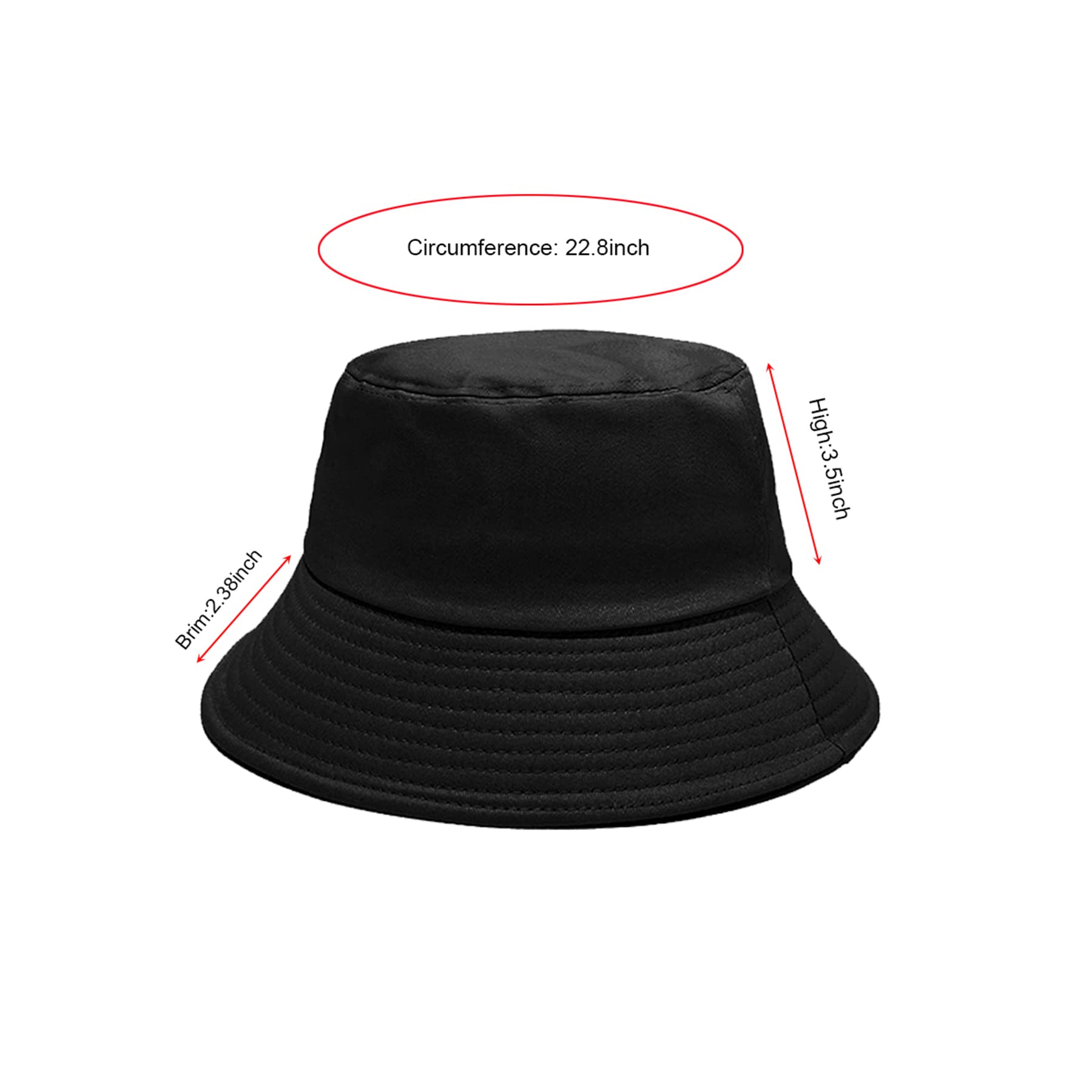 NPJY Reversible Bucket Hat for Women Men Cotton Summer Sun Beach Fishing Cap Black/Red