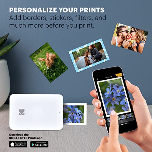 KODAK Step Slim Instant Mobile Color Photo Printer – Wirelessly Print 2x3” Photos on Zink Paper with iOS & Android Devices, White
