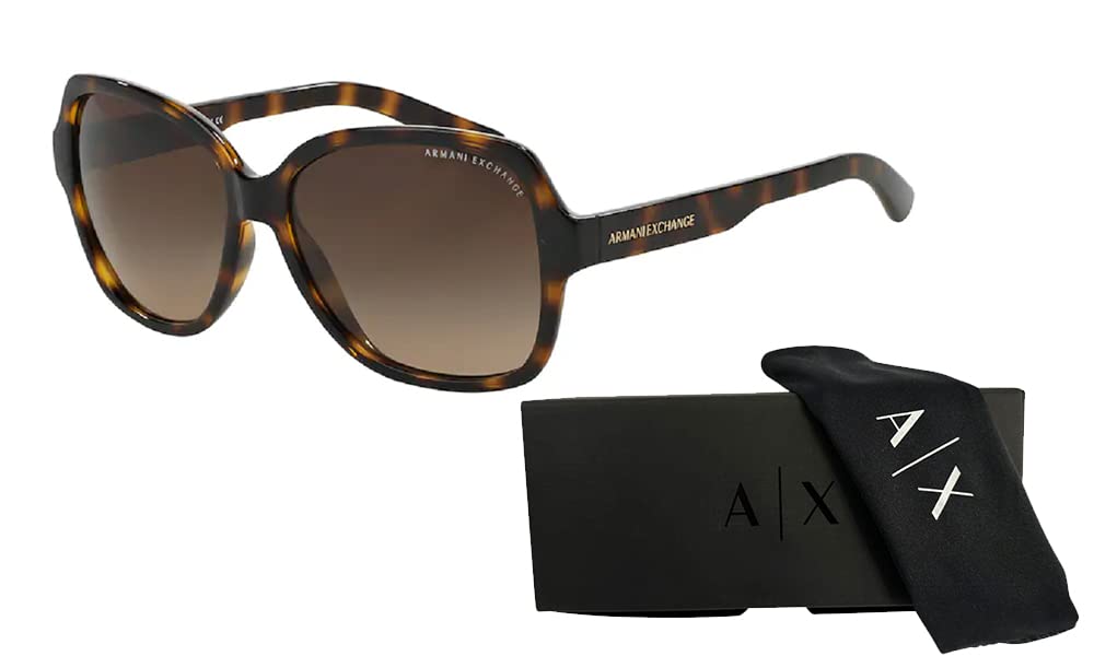 Armani Exchange A|X AX4029S FIT 811713 57M Dark Tortoise/Dark Brown Gradient Cateye Sunglasses For Women+ BUNDLE with Designer iWear Eyewear Kit