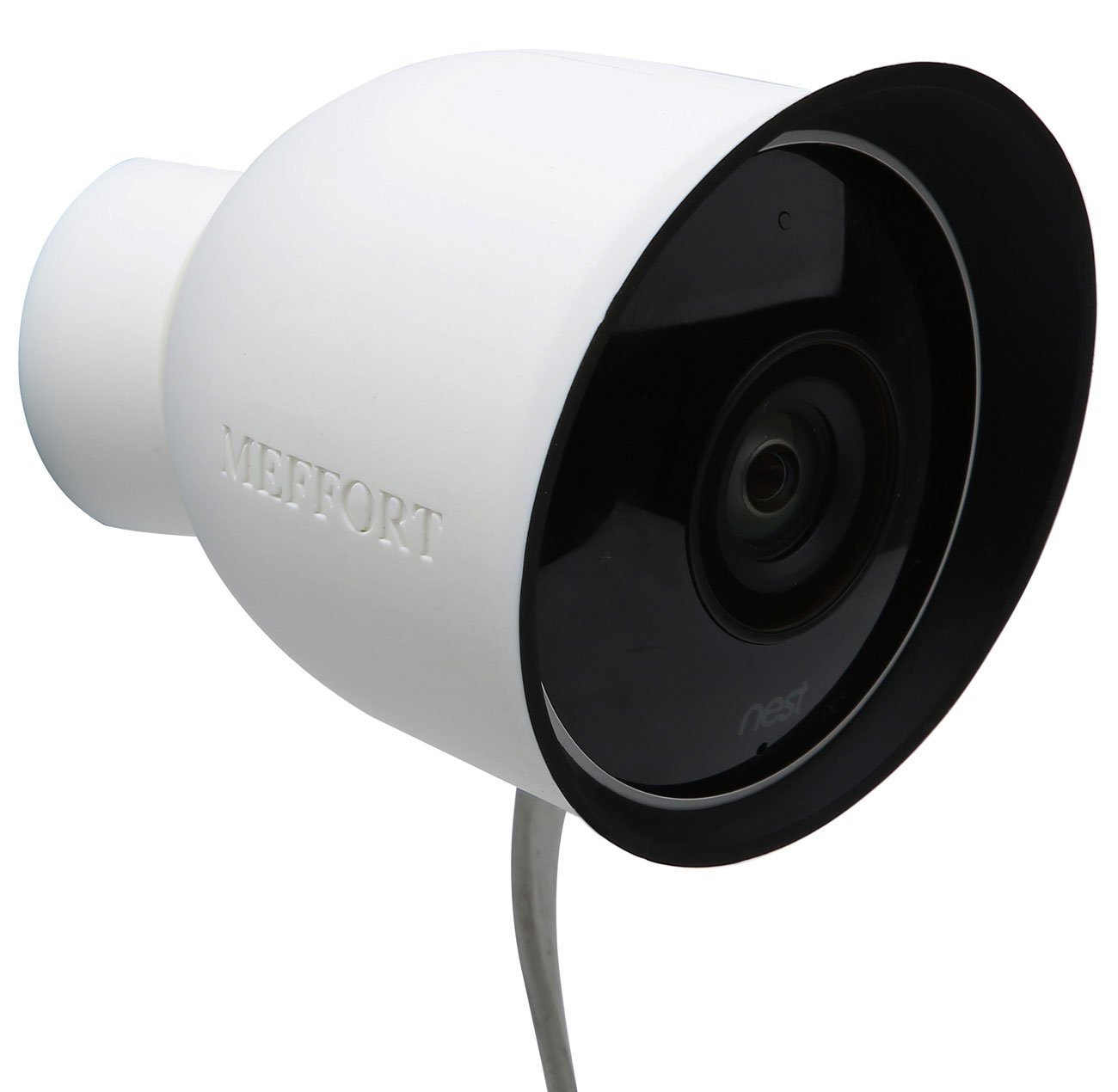 Silicone Skin Case Cover with Dual Layer Sunshade Design (Clear Night Vision) Compatible with Nest Cam Outdoor Wired (1st Generation), Offer Sun Glare UV Weather Protection - White