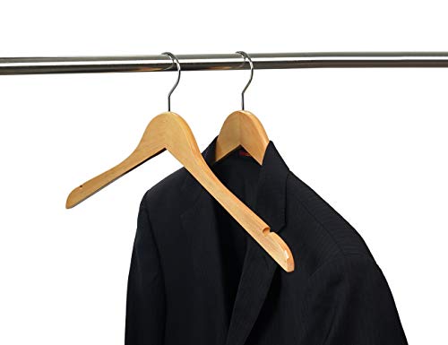 Nature Smile Solid Gugertree Wood Shirt and Dress Hangers with Notches with Anti-Rust Chrome Hook Pack of 10 (Natural)