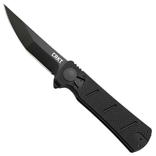 CRKT Goken Pocket Knife: EDC Folding Knife with Liner Lock, Field Strip Technology, Black EDP Osoraku Zukuri Modified Tanto Blade and G10 Handle 2920