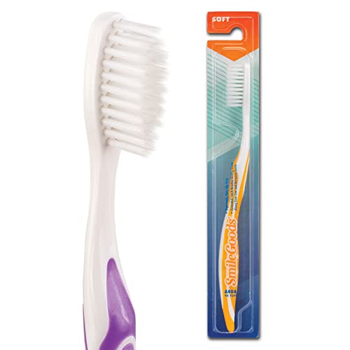 SmileGoods A404 Toothbrush, 40 Tuft, Soft Bristle, Individually Packaged Toothbrushes, Assorted Colors, Bulk Pack of 72