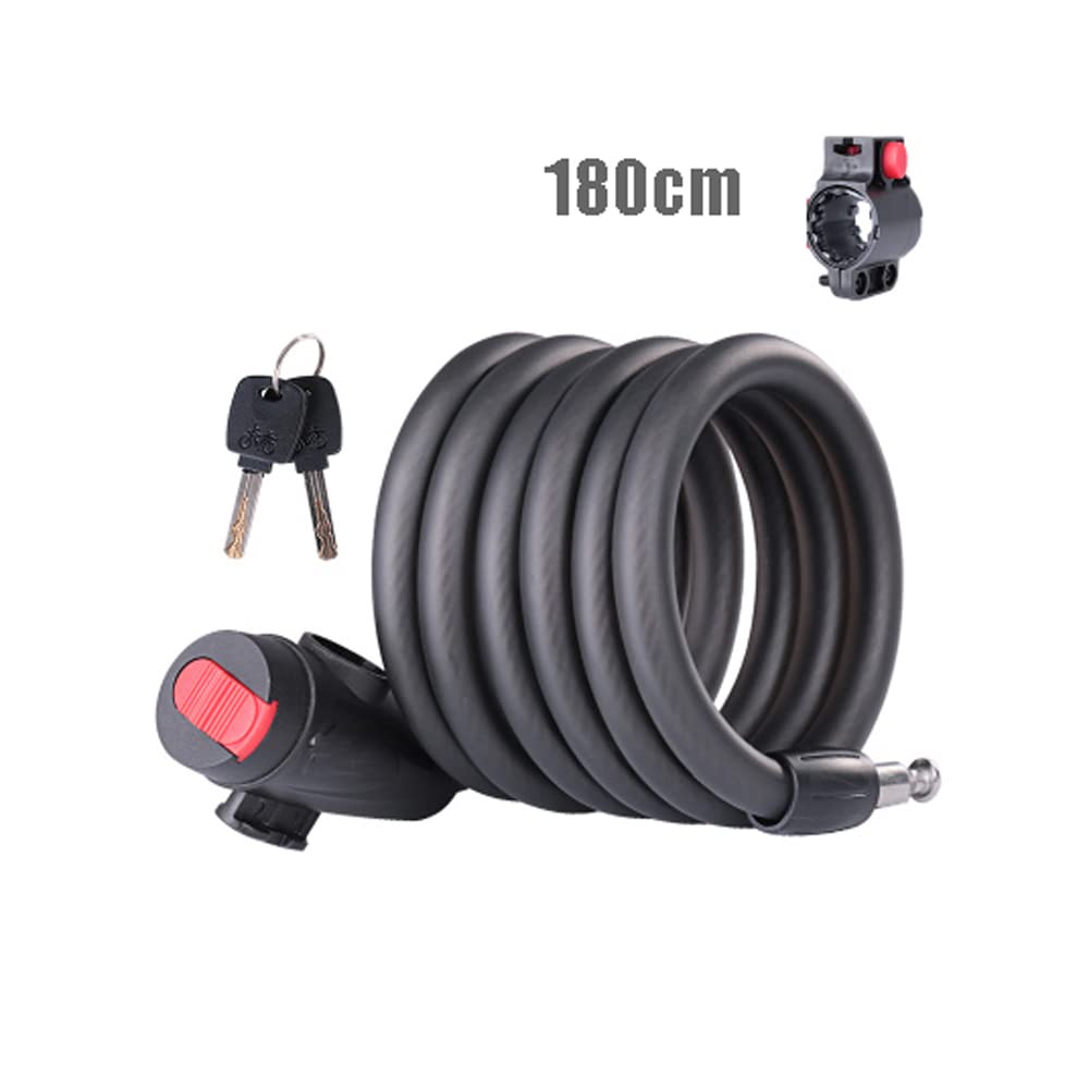 AZPINGPAN Key Bicycle Lock丨120/180cm Lengthened Self-Winding Anti-Theft Mountain Bike Steel Cable Lock with Lock Frame丨outdoor Riding Accessories丨suitable for Bicycles and Motorcycles