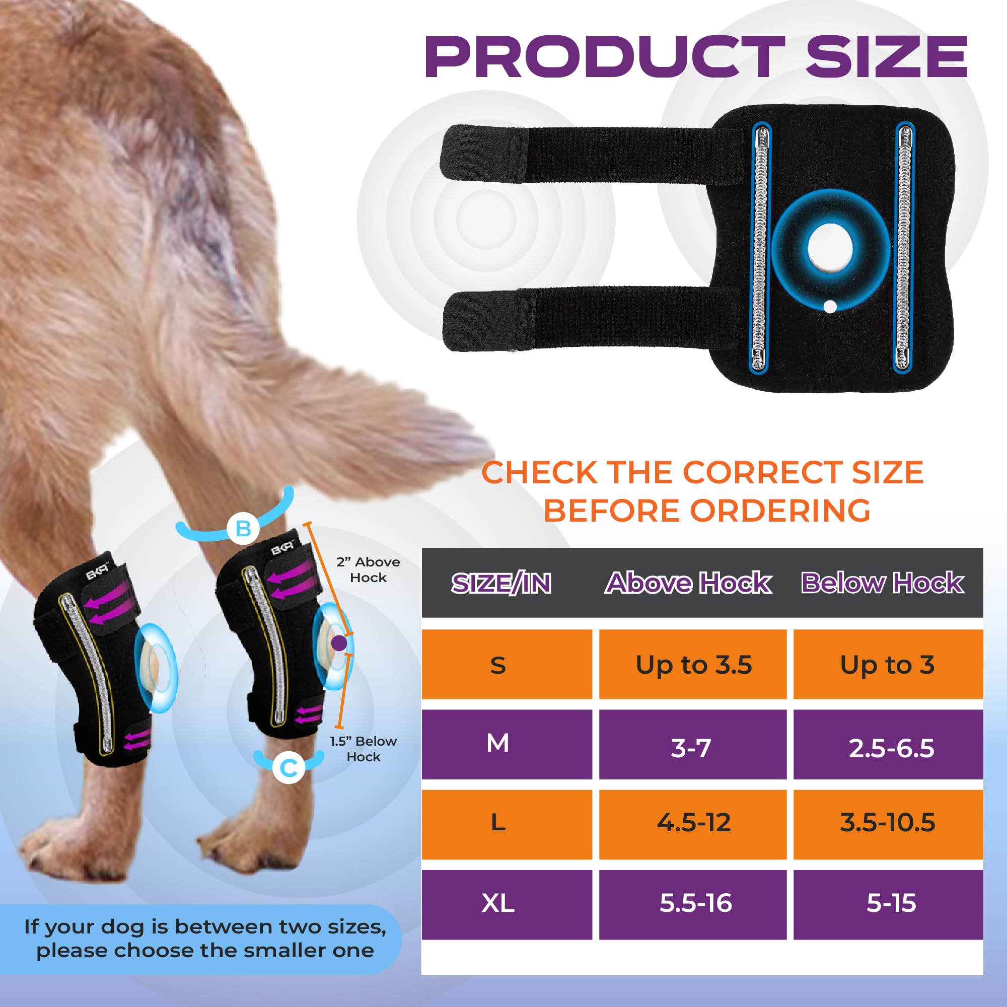 BKRMART Dog Leg Brace for Back Leg Rear Leg Hock Brace with Metal Spring Strips Hock & Ankle Support, Rear Dog Leg Brace for Torn ACL & CCL, Joint Warps Strong Support Help for Hind Leg (Large)