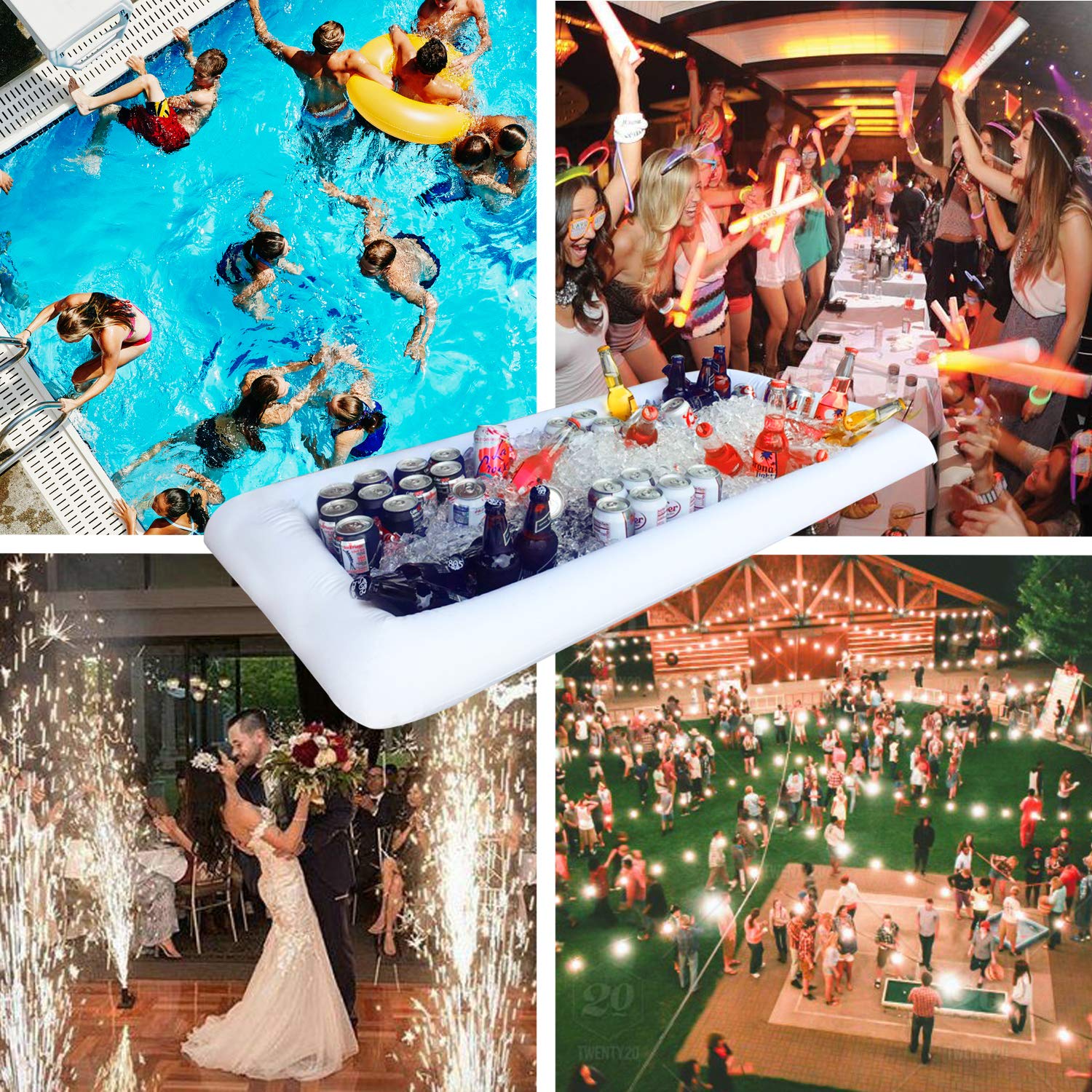 Novelty Place Inflatable Ice Serving Buffet Bar with Drain Plug - Salad Food & Drinks Tray for Party Picnic & Camping (Pack of 1)