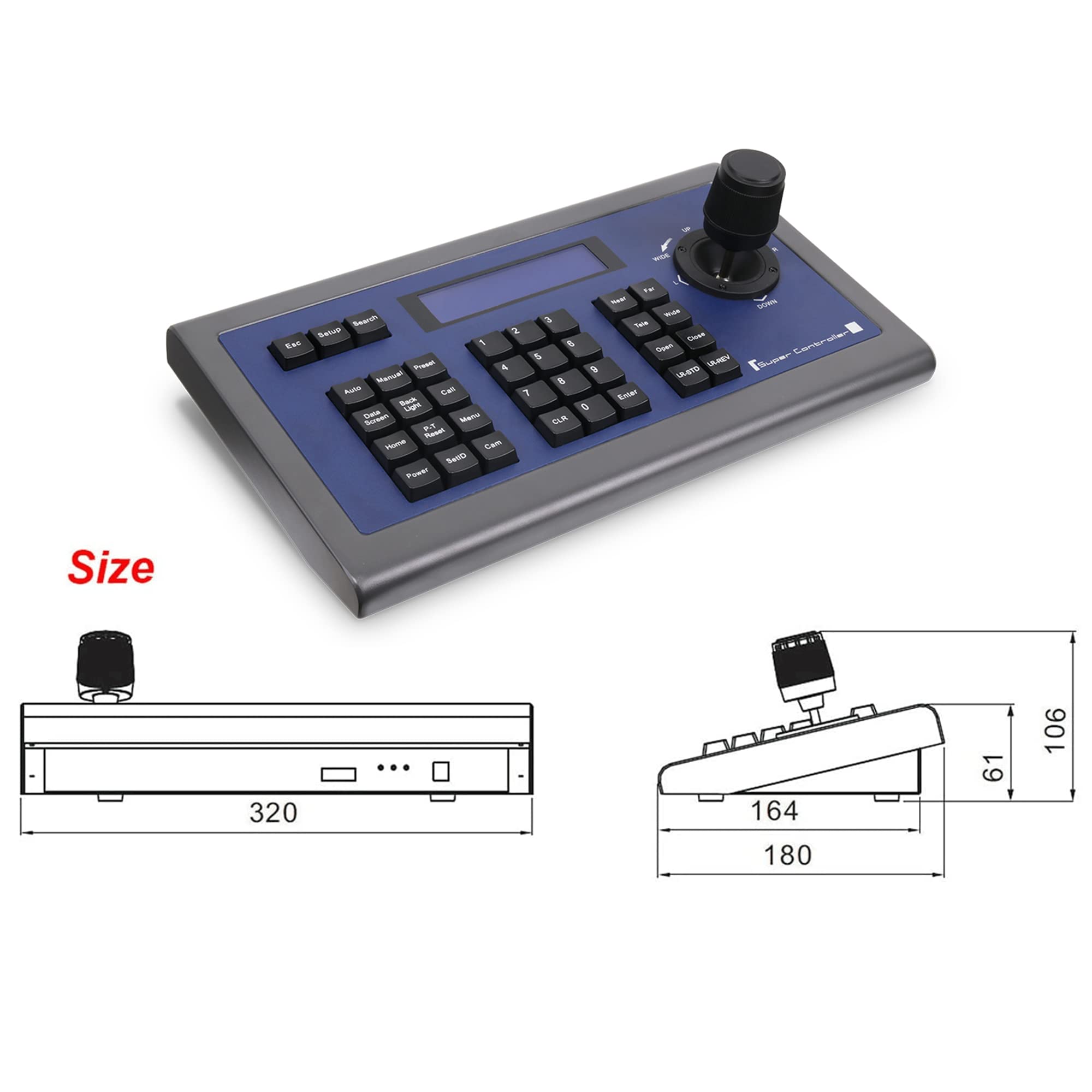 HaiweiTech 3D Joystick PTZ Controller with VISCA/PELCO D/P PTZ Joystick with RS485 RS442 RS232 for Video Conference Camera