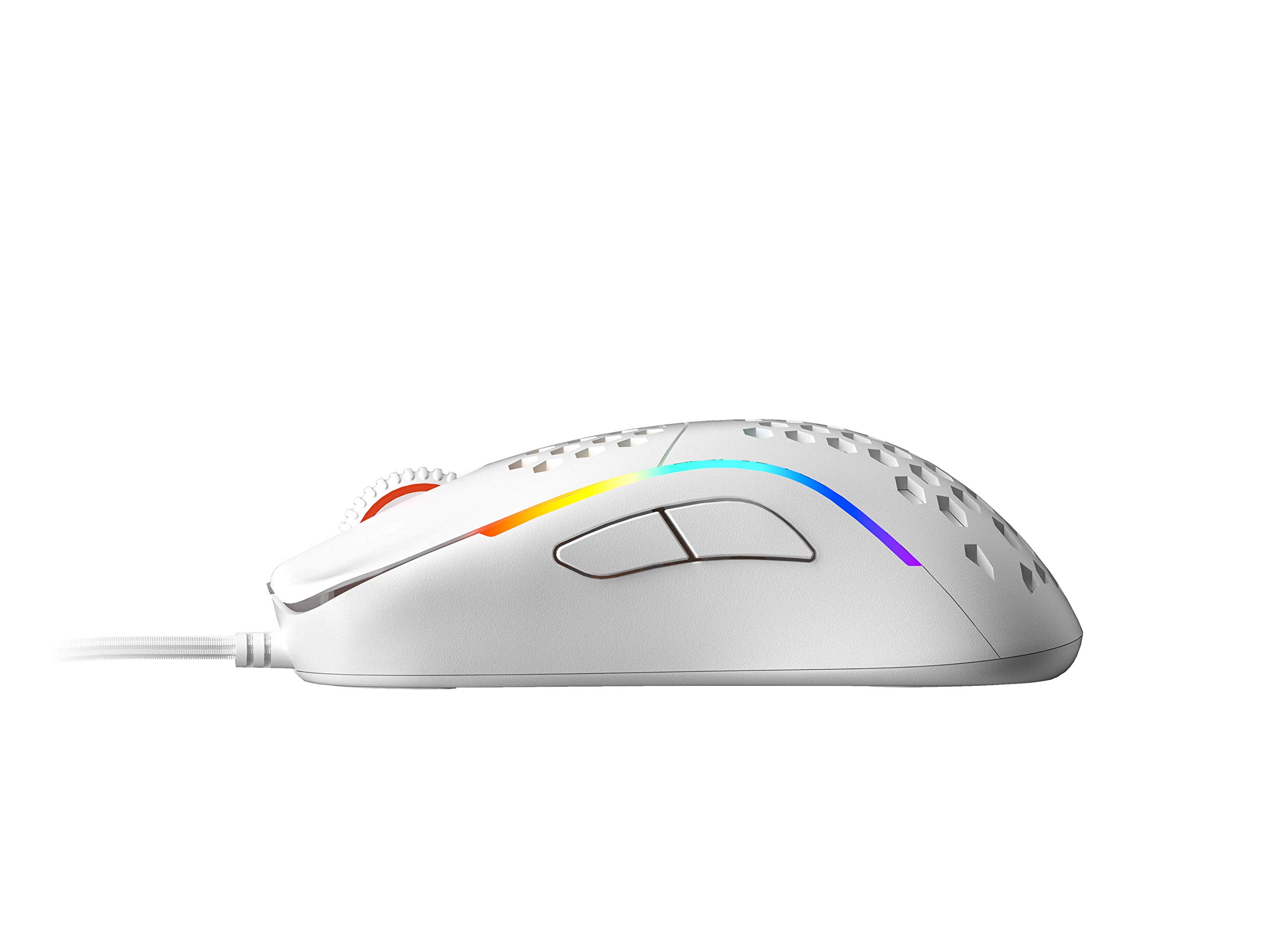 HK Gaming NAOS M Ultra Lightweight Honeycomb Shell Ambidextrous Wired RGB Gaming Mouse 12 000 cpi | 7 Buttons | 59 g (Naos-M, White)