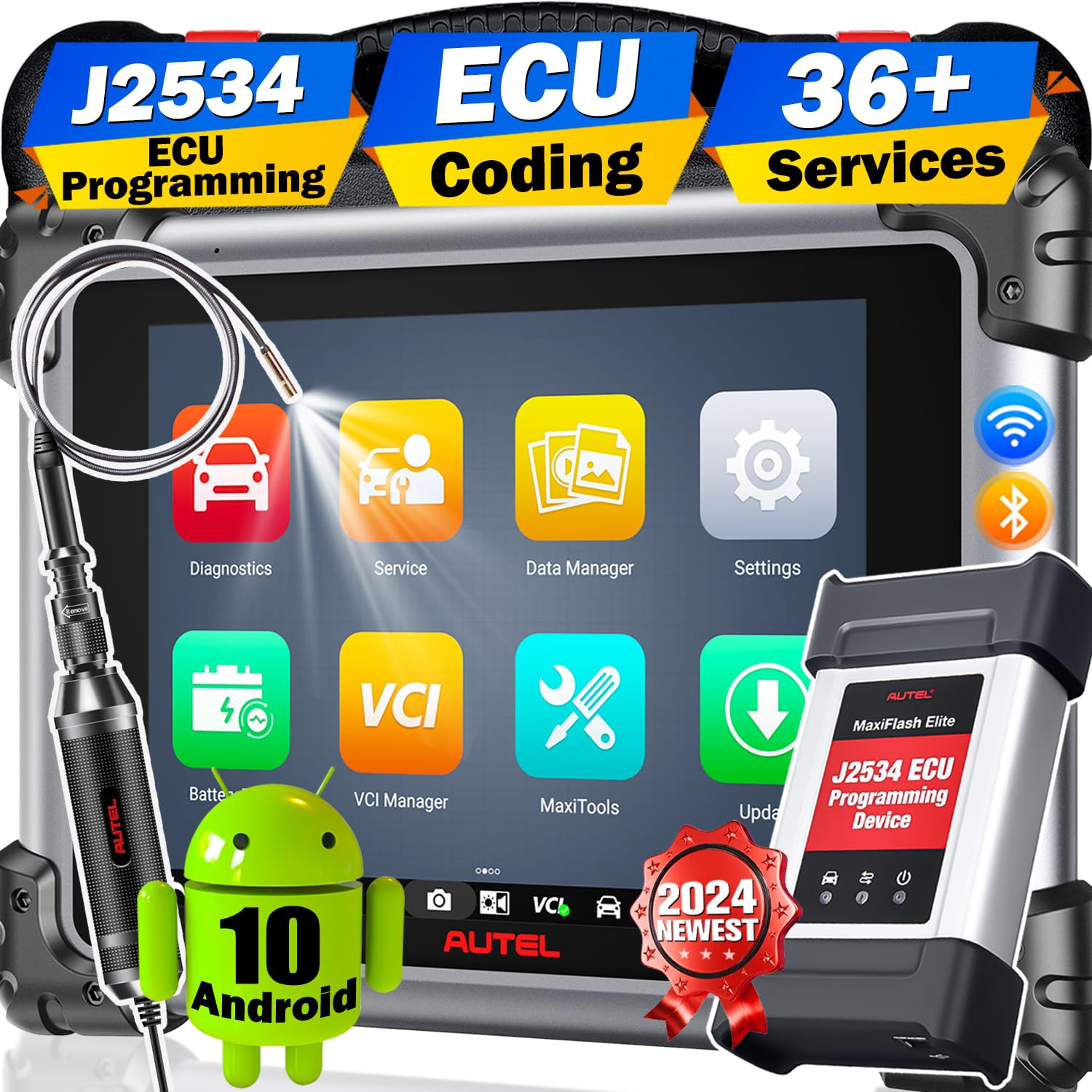 Autel MaxiSys MS908S PRO II Scanner w/ $60 MV108S, J2534 ECU Programming Coding as Elite II PRO/ MS909/ MSUltra, AutoScan 2.0, Upgraded of MK908P/ MS Elite/ MS908S Pro, 36+ Services, Active Tests, FCA