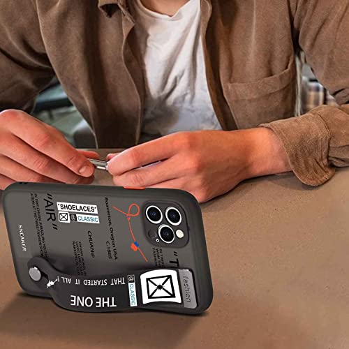 Ins Cool Off Phone Cover Compatible with iPhone 12 Pro Max Case for Boys, Sports Shoes Graphics White Black Pattern Slim Thin Clear Hard Back Shockproof Case with Adjustable Wristband Kickstand